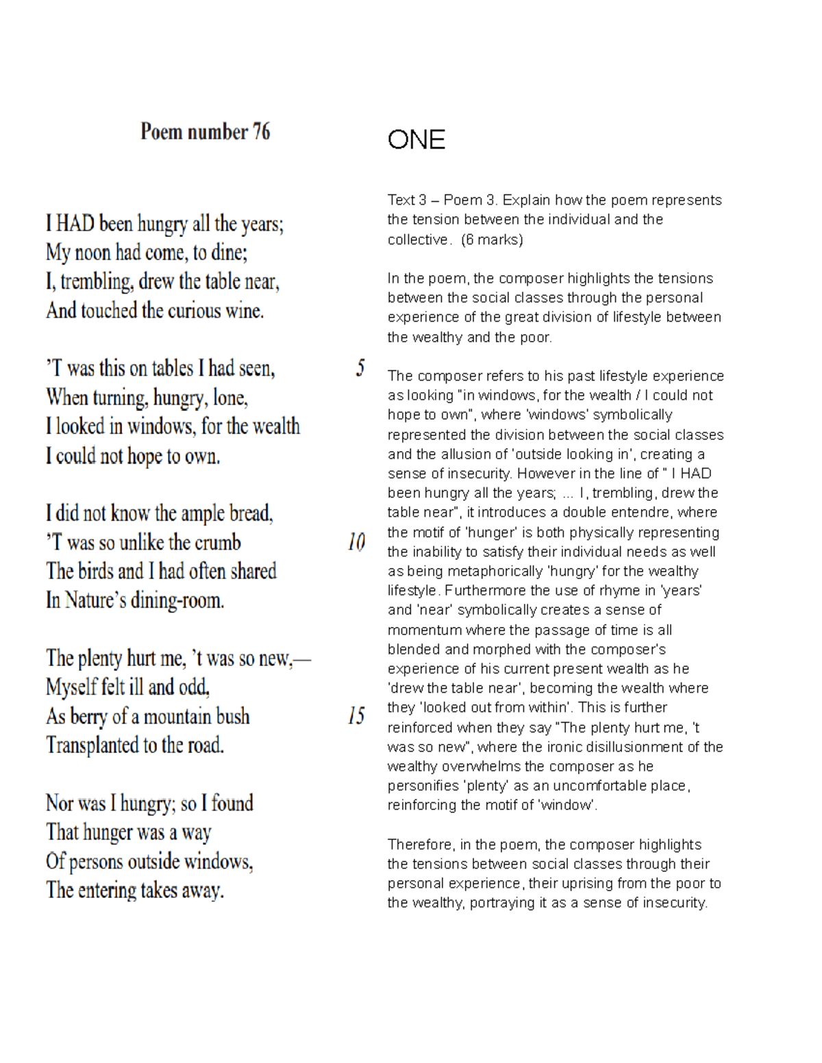 1984 Homework - ONE Text 3 – Poem 3. Explain how the poem represents ...