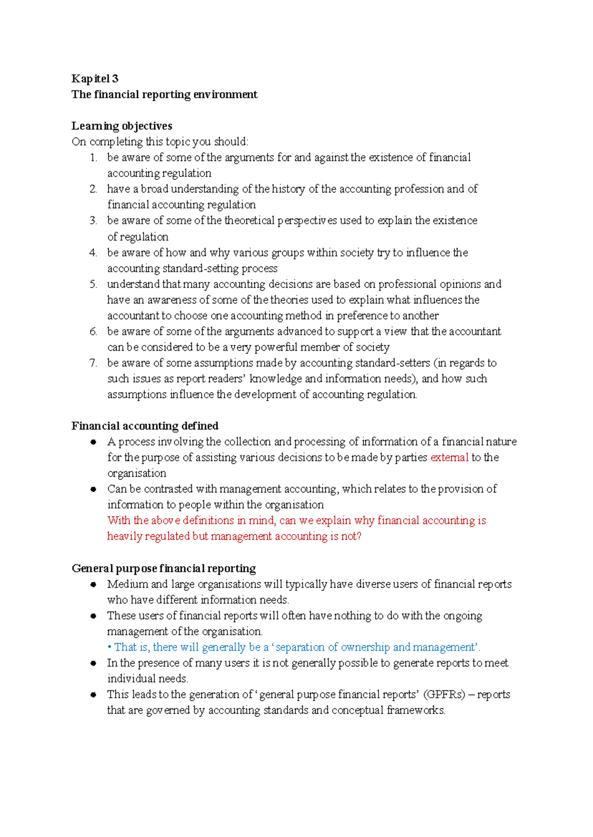 Chapter 3 - The financial reporting environment - Kapitel 3 The ...