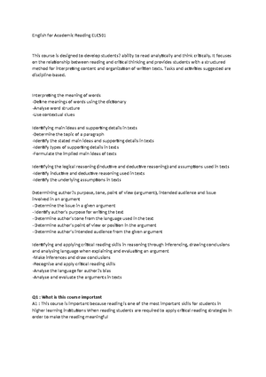 English FOR Critical Academic Reading Example OF Critical Analysis TWO ...