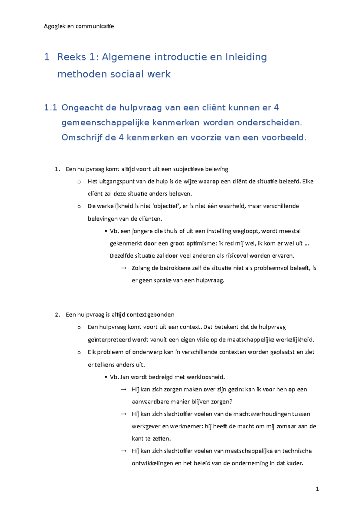 Examen januari - samenvatting - 1 Reeks 1: Algemene introductie en Inleiding methoden sociaal ...