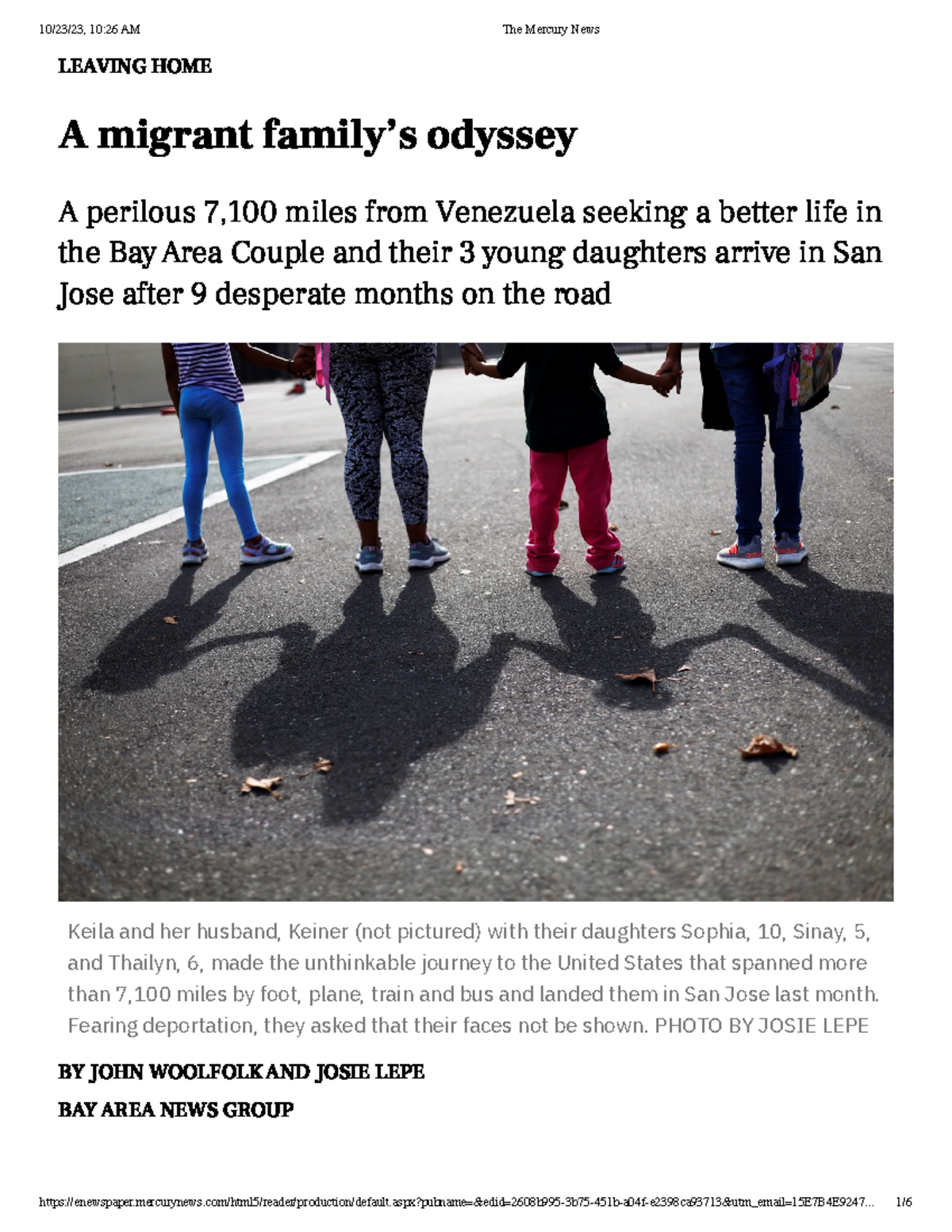 The Mercury News - Migrant Family's Odyssey - LEAVING HOME A migrant ...
