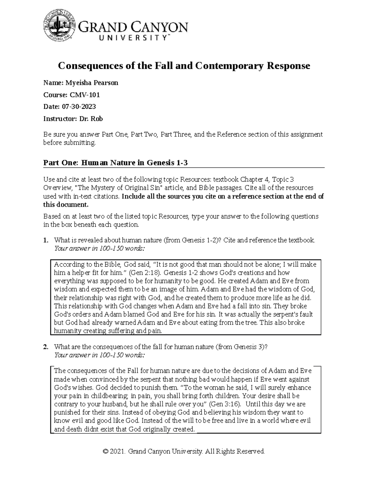 CWV-101-301-RS-T3Conseq Of The Fall Contemporary Response-Online - Consequences of the Fall and ...