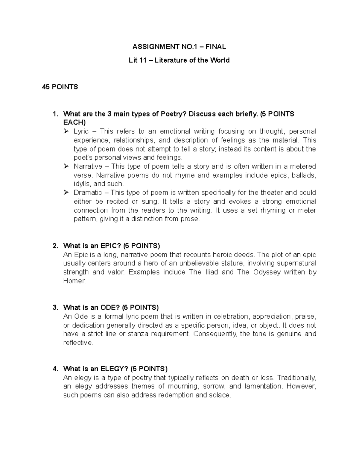 Finals Coursework in English Language and Literature 11 - (Poetry 101 ...