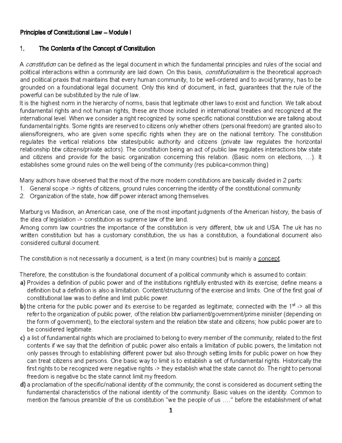 Constitutional law completo - Principles of Constitutional Law – Module ...