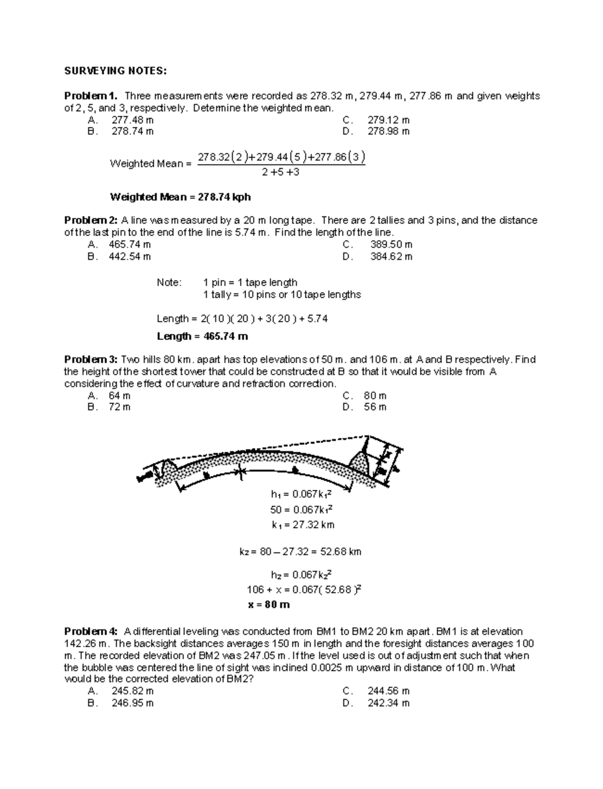 Inbound 5196279052708271424 - SURVEYING NOTES: Problem 1. Three ...