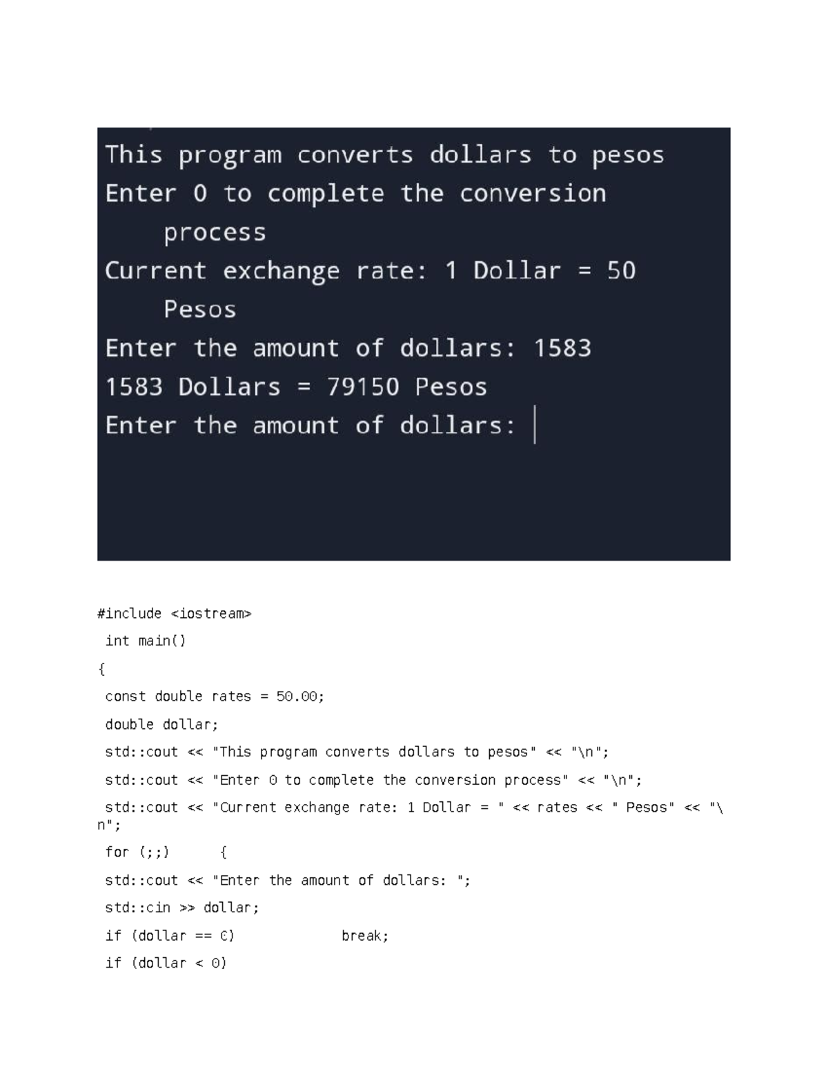 Assessment 1.3. Creating A Simple program with cin Calixtro - #include ...