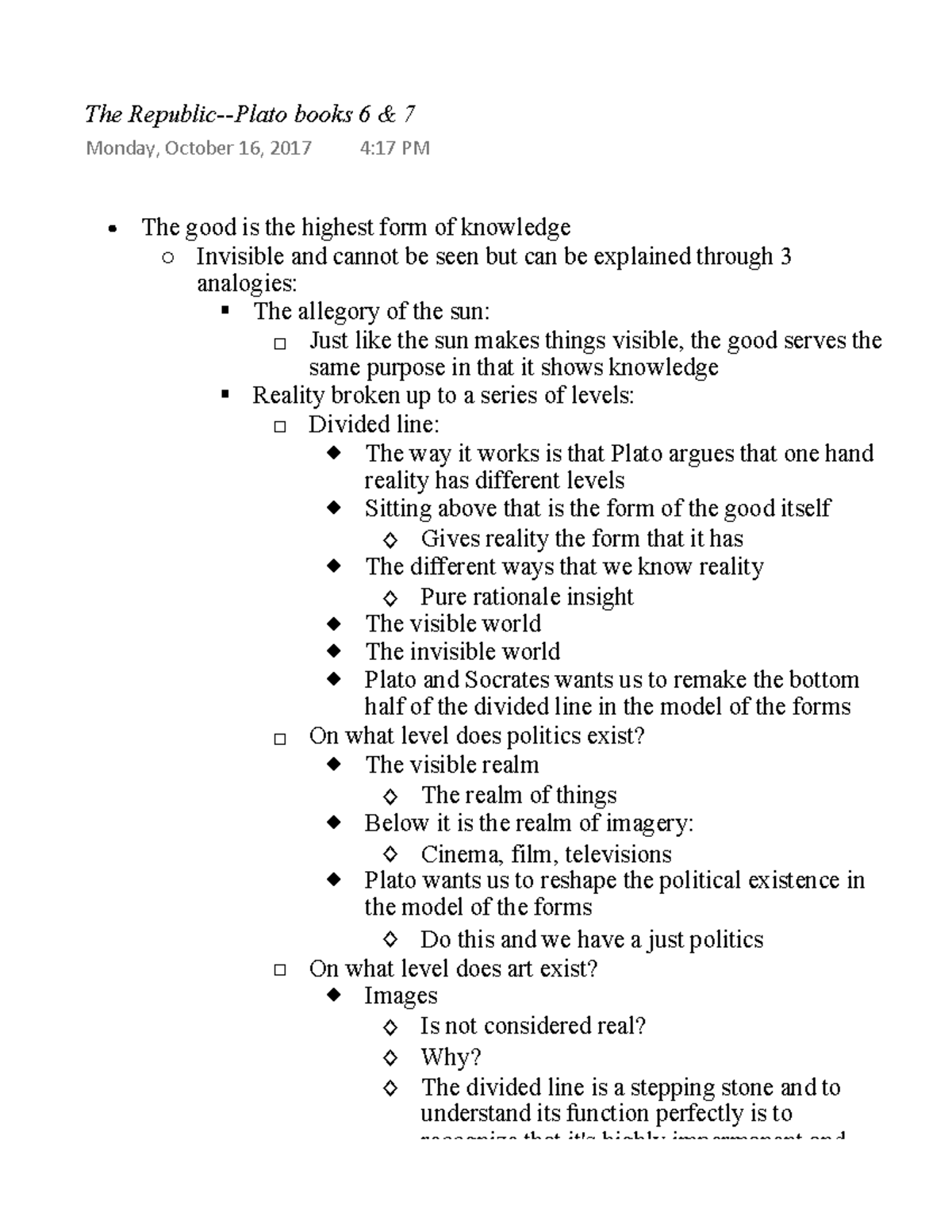 The Republic-Plato books 6 & 7 - The books 6 7 Monday, October 16, 2017 ...