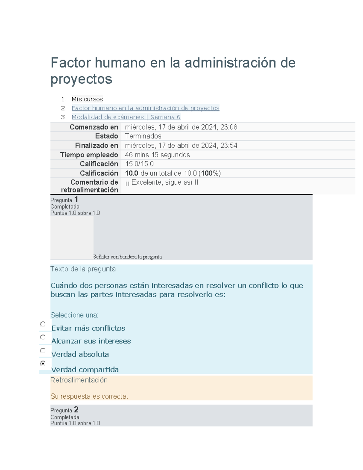 Factor humano en la administracion de proyectos semana 6 - Factor humano en la administración de ...