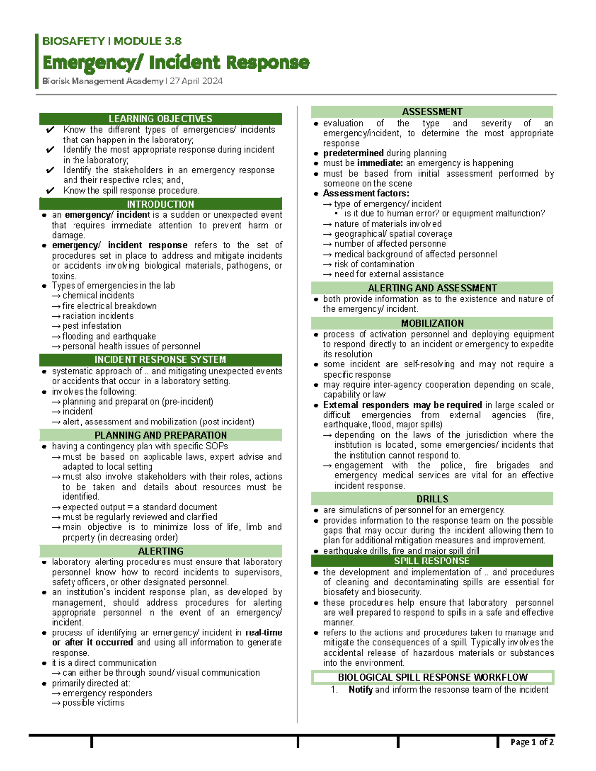 Module 3 - Biosafety and biosecurity - BIOSAFETY | MODULE 3. Emergency ...