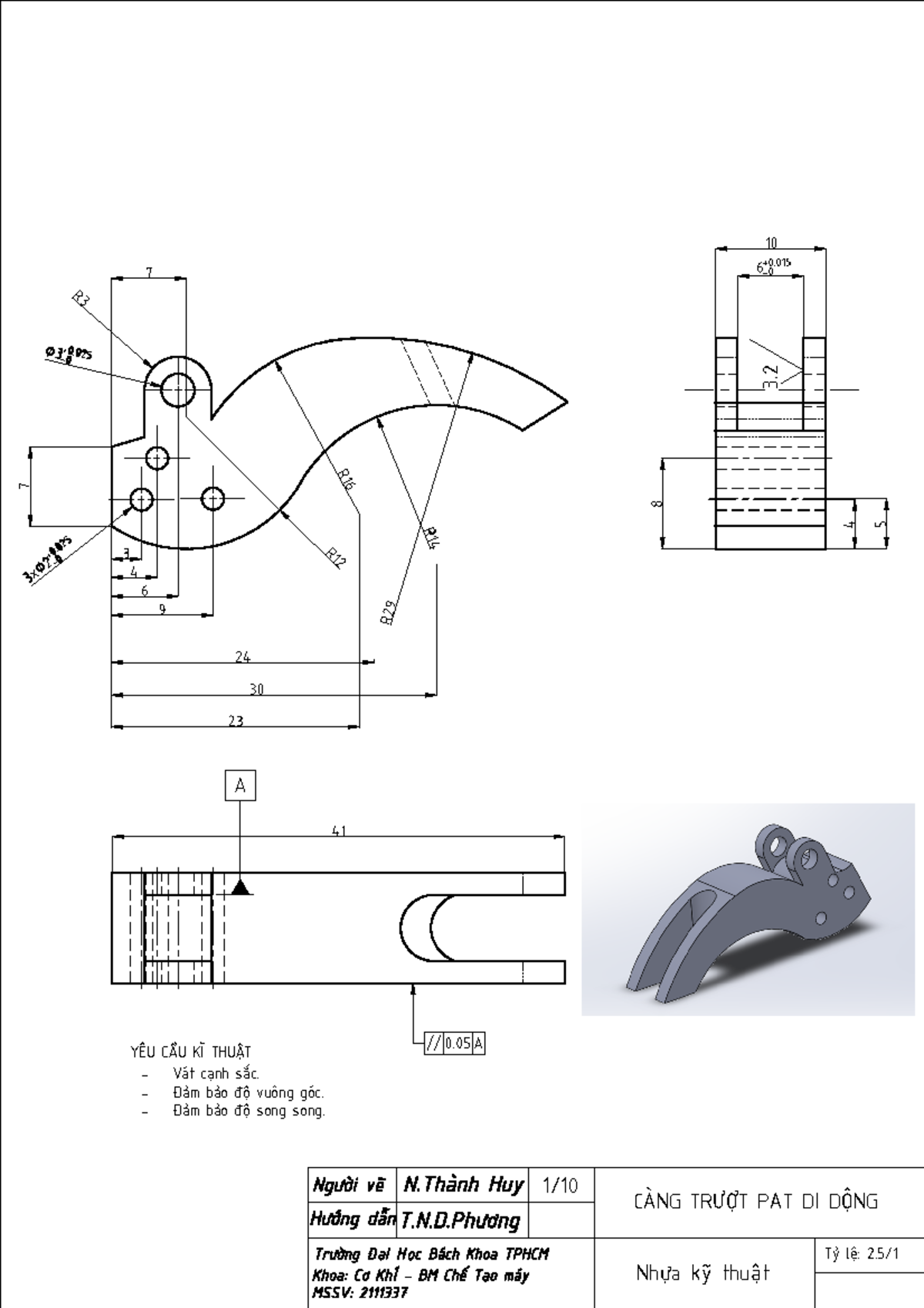 Bản Vẽ Chế Tạo 1 ĐỒ Án Đồ án đa Ngành YÊu CẦu KĨ ThuẬt Vát Cạnh Sắc Đảm Bảo độ Vuông 
