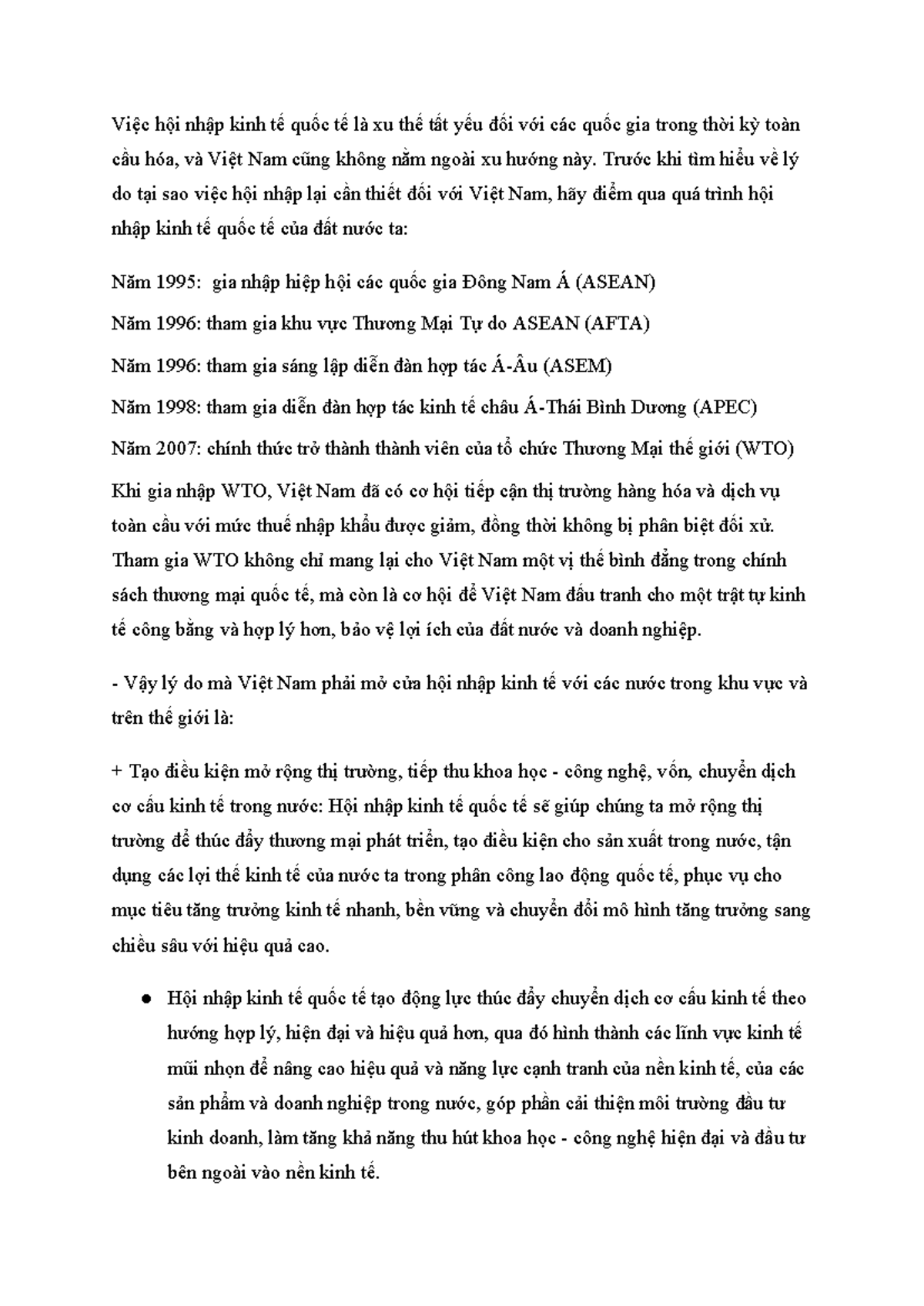 Ktct c6 - ggg - Việc hội nhập kinh tế quốc tế là xu thế tất yếu đối với các quốc gia trong thời ...