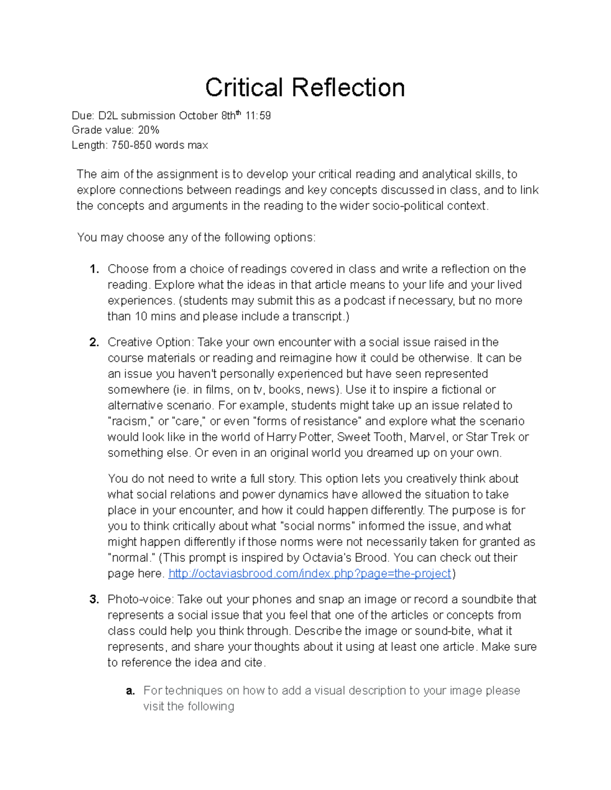 Fall 2021 DST 300 word critical reflection - Critical Reflection Due ...