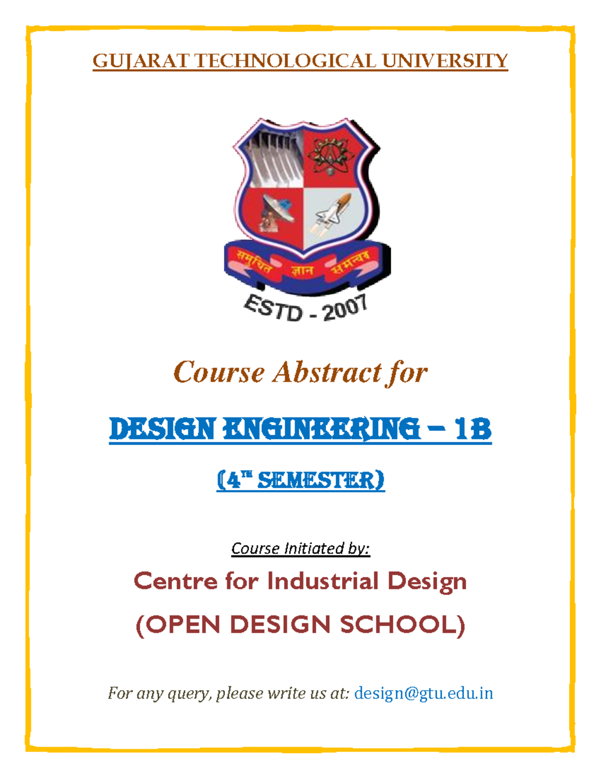 3140005 - notes - GUJARAT TECHNOLOGICAL UNIVERSITY Course Abstract for ...