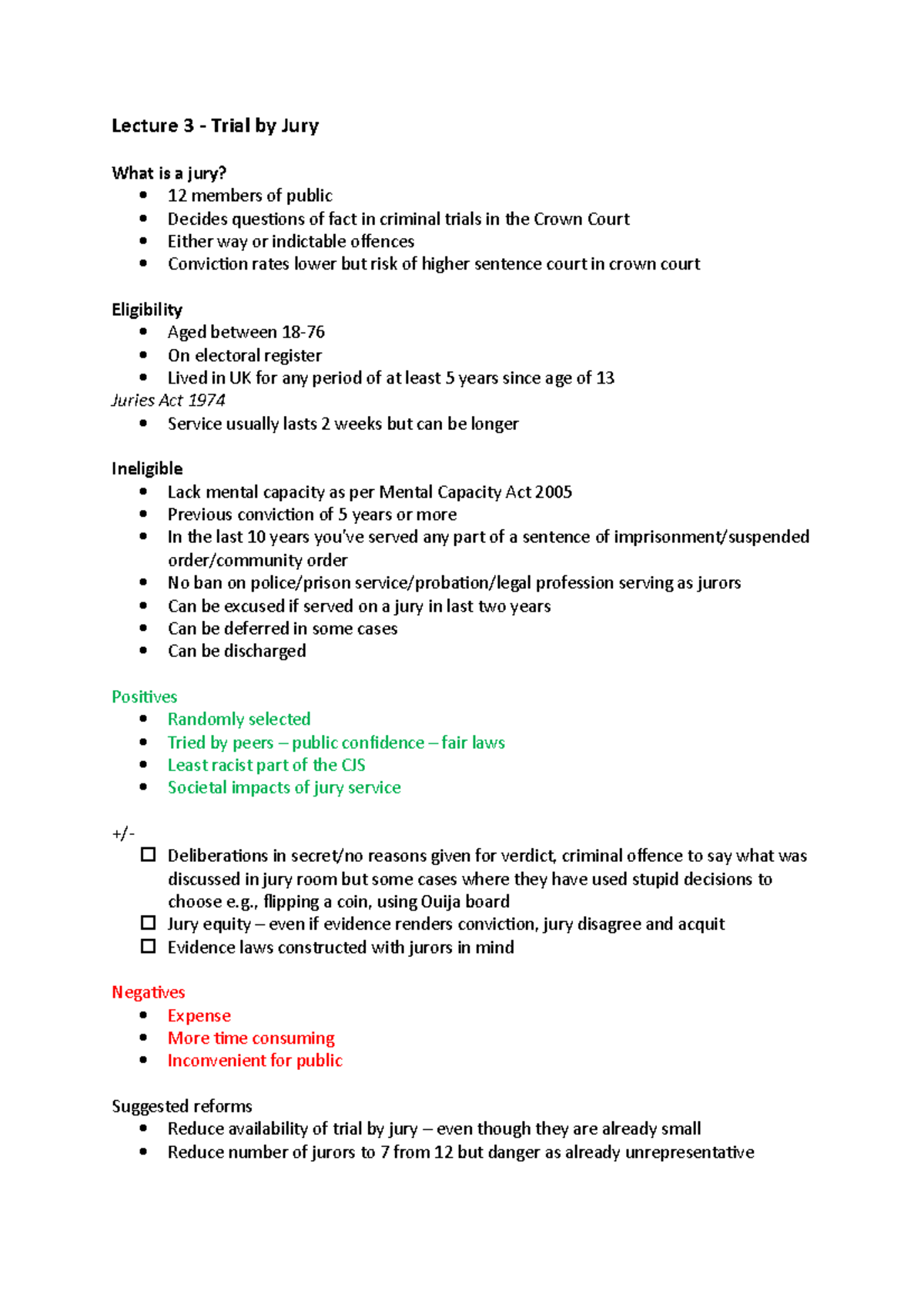 Trial by Jury Lectures - Lecture 3 - Trial by Jury What is a jury? 12 ...