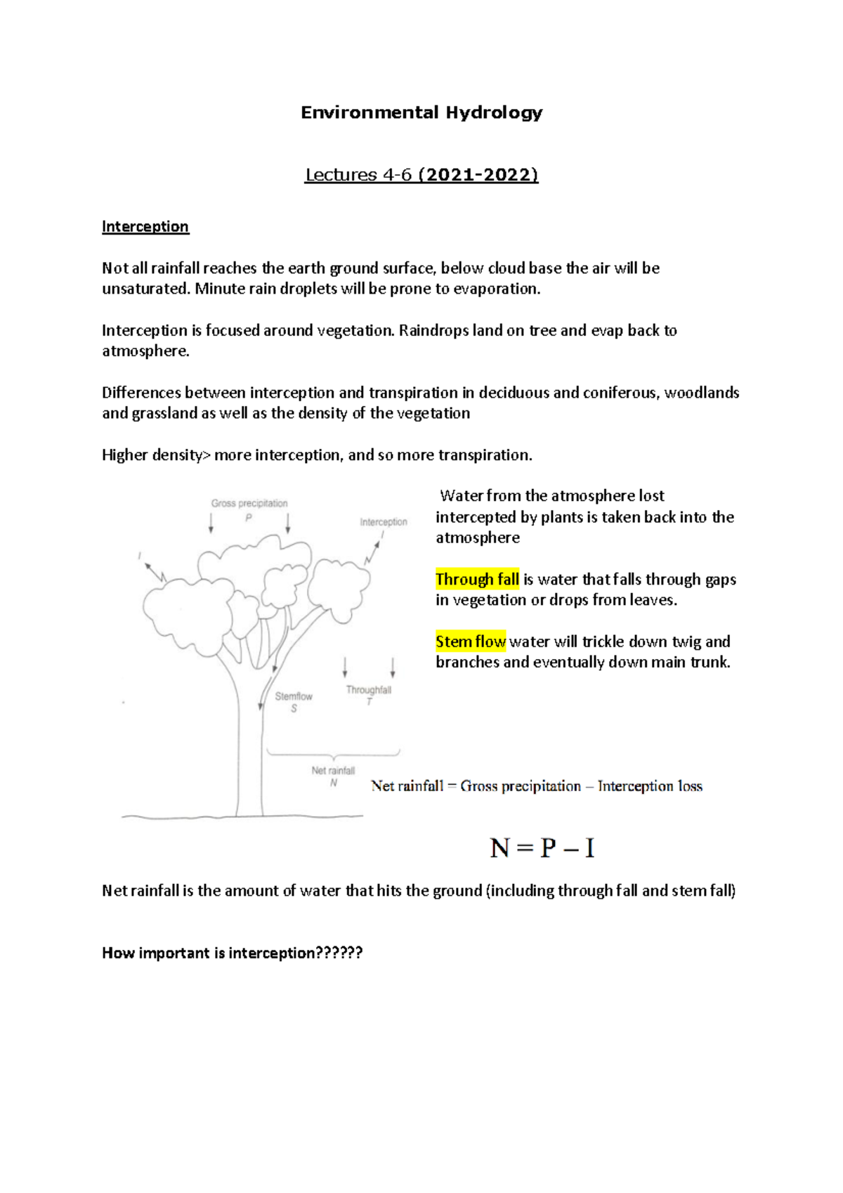 Environmental Hydrology lectures 4to6 20212022 - Environmental ...