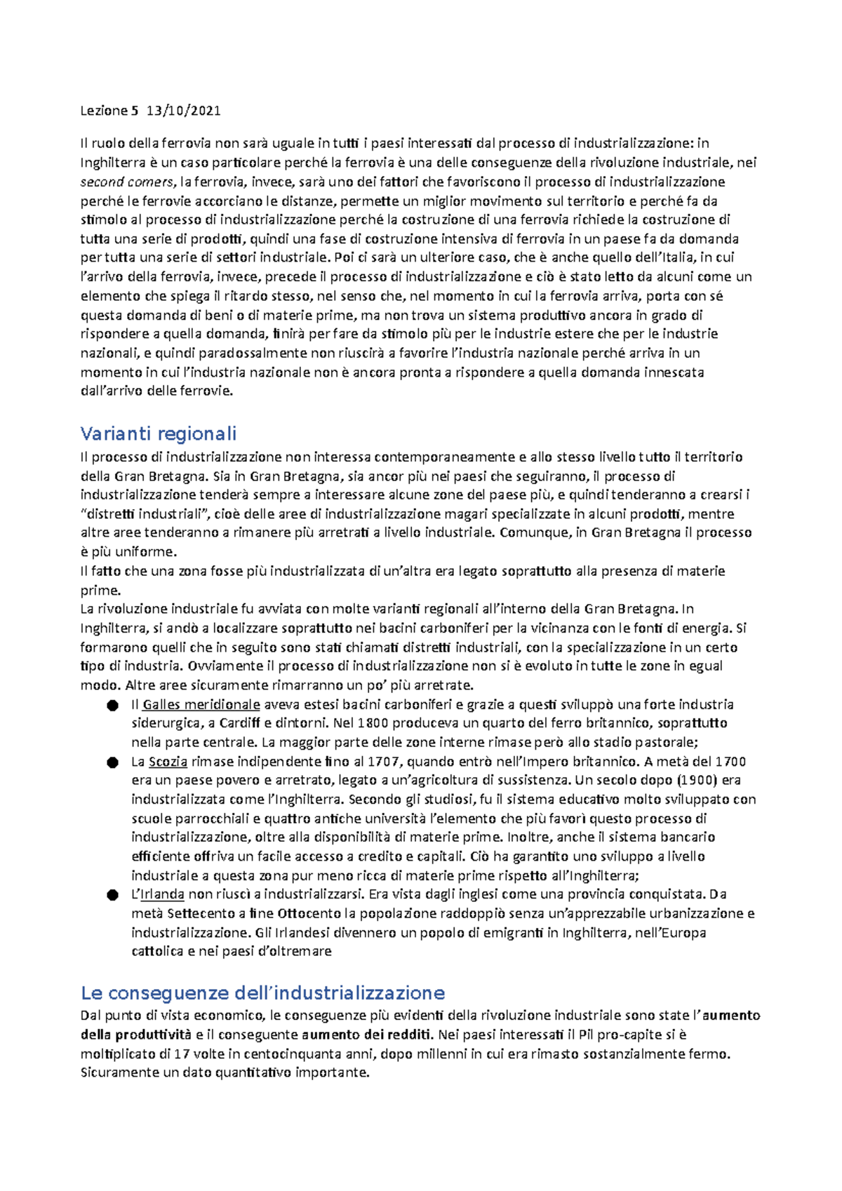 Lezione 5 [13 10 2021] - prof belloni appunto lezioni 5 storia dello ...