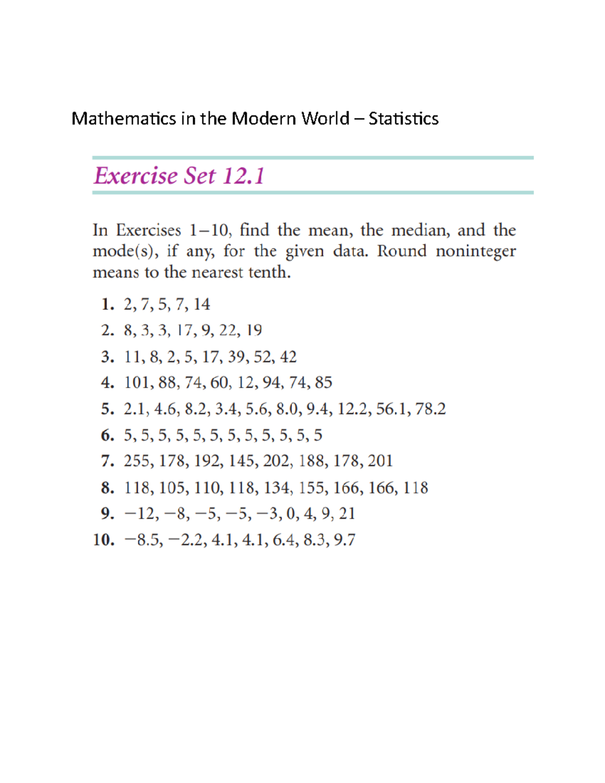 4 in 1 Statistics worksheet - 3 Ms and Frequency Distribution, Variance ...