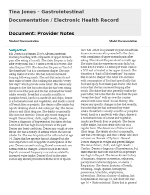 Tina Jones Shadow Health gastrointestinal physical exam - Tina Jones ...