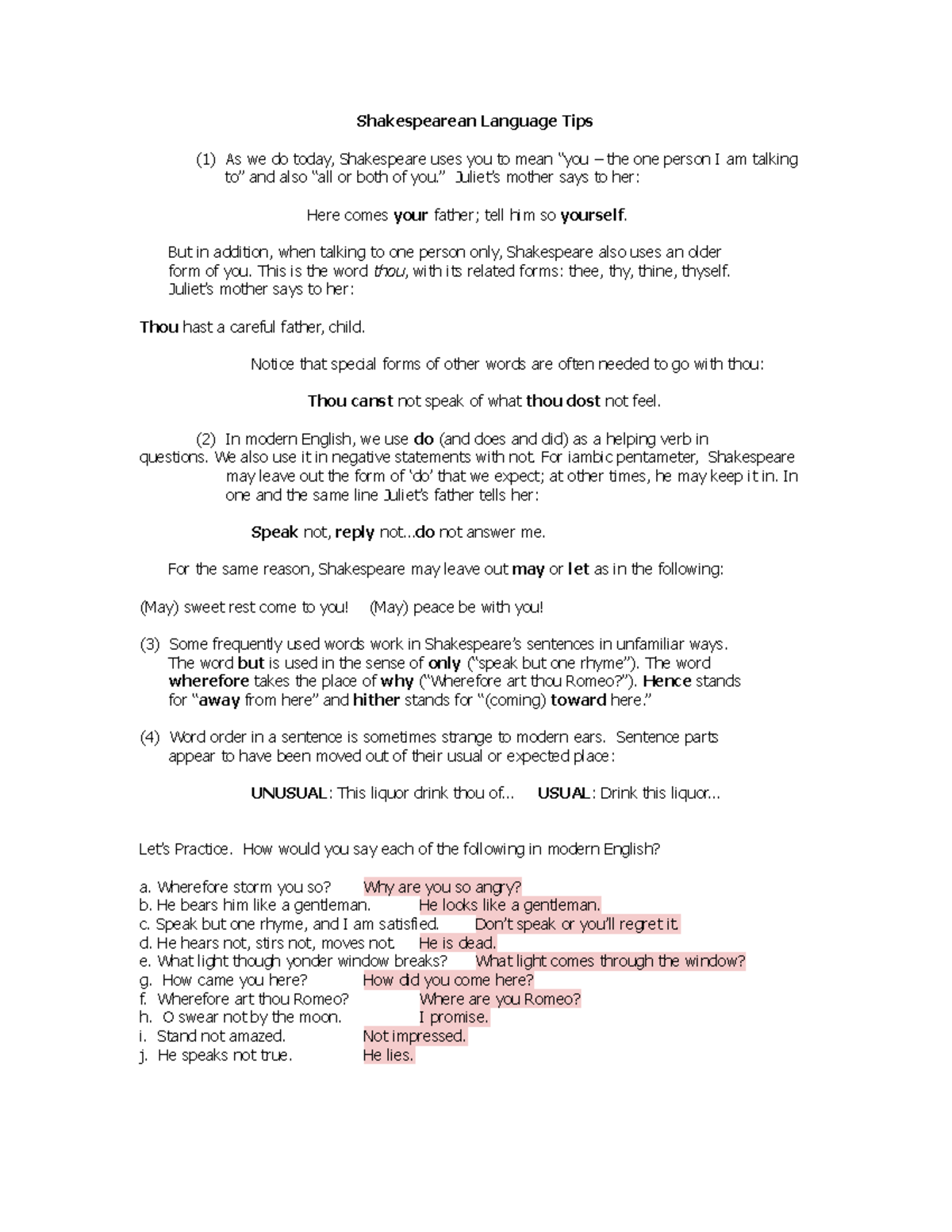 2023 Shakespearean Lang - Shakespearean Language Tips (1) As we do ...