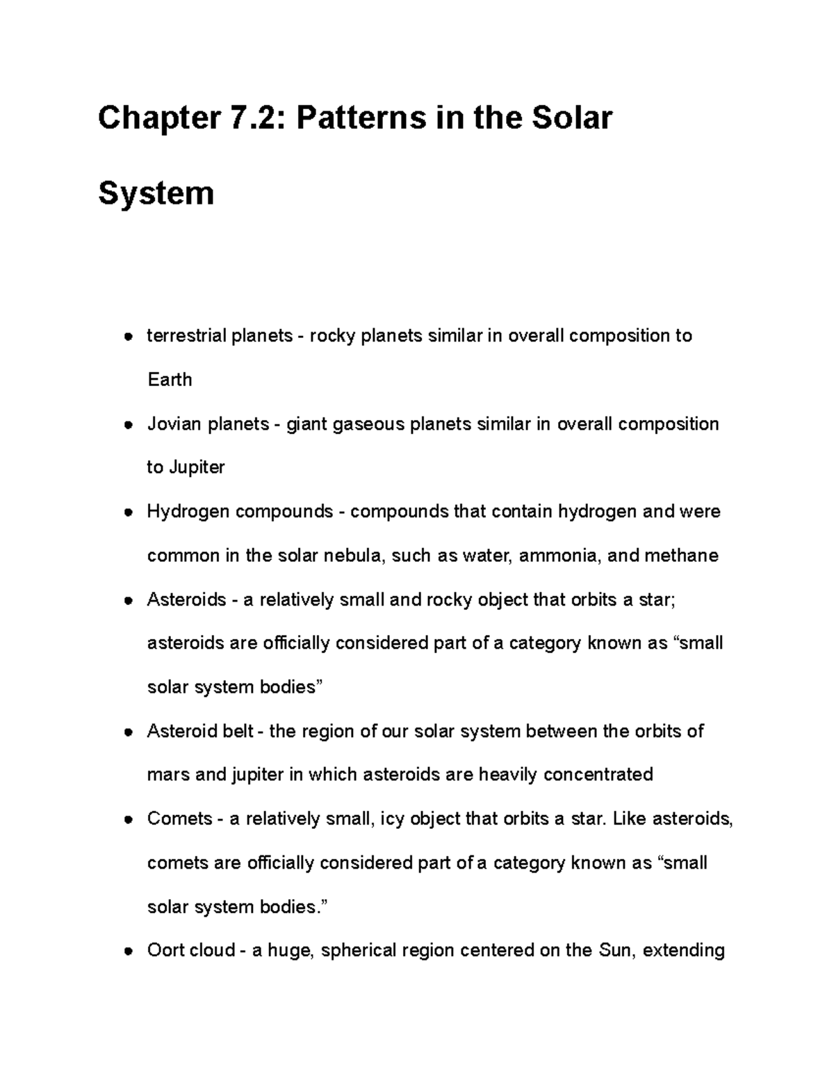 Chapter 7.2 Notes - Chapter 7: Patterns in the Solar System terrestrial ...