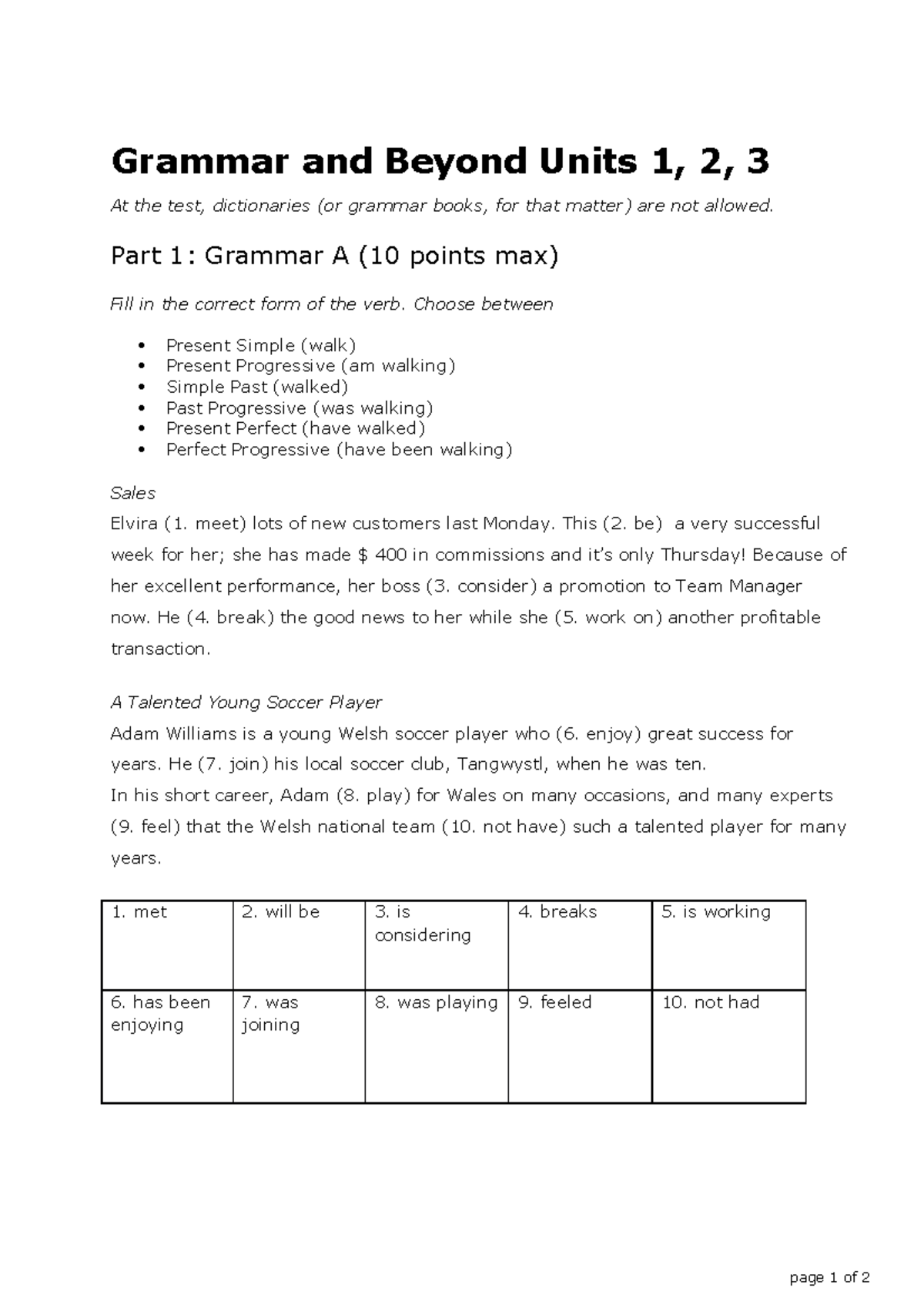 Preparation for Grammar Test week 5 April 2021 - Grammar and Beyond ...