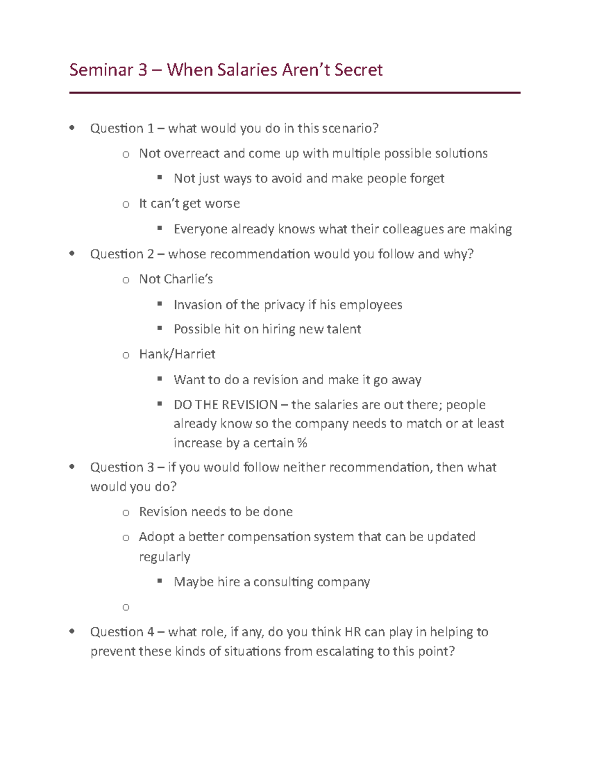 Seminar 3 - Seminar 3 – When Salaries Aren’t Secret Question 1 – what ...