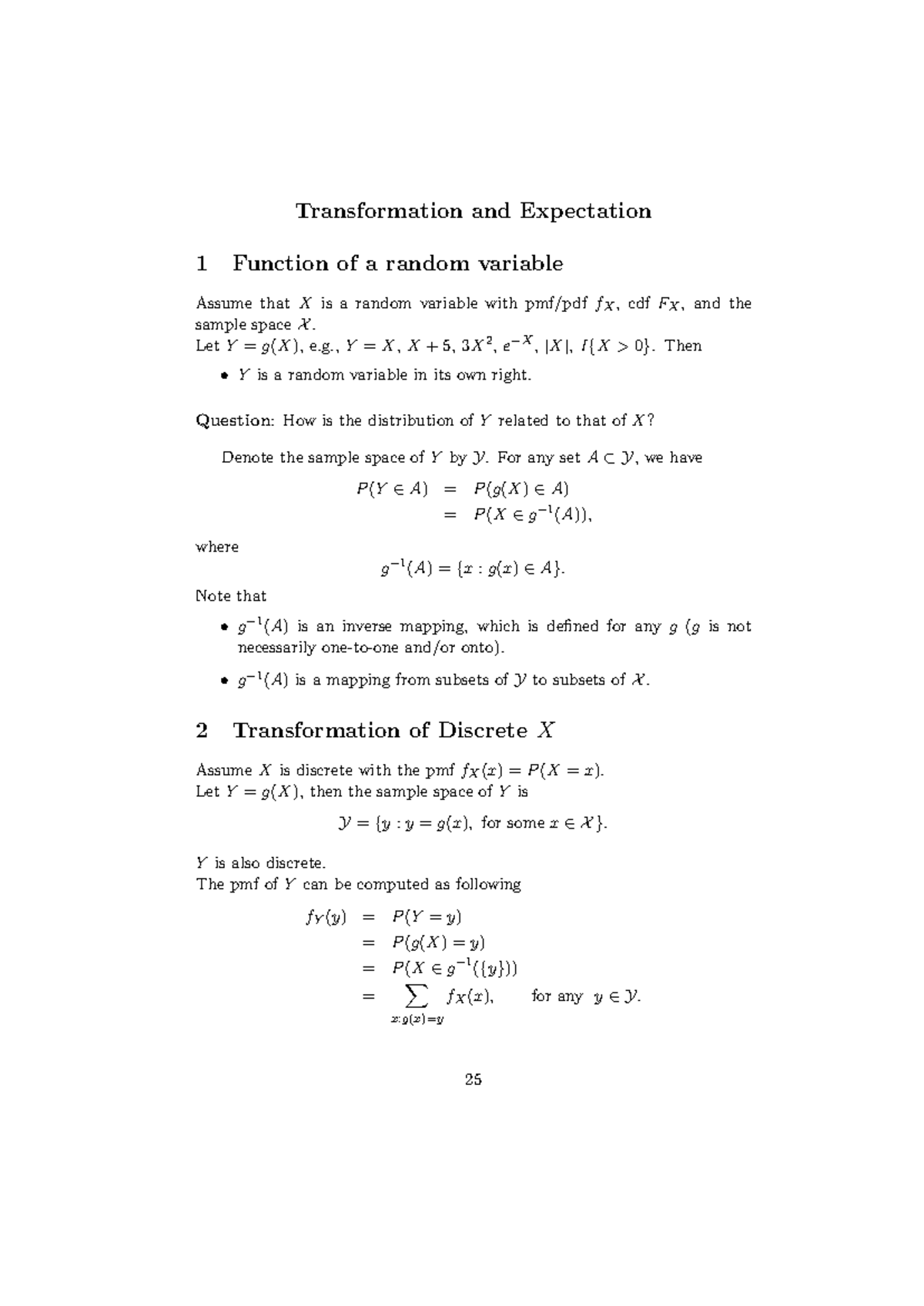 Chap2 of STAT564 Therory of Probability - Transformation and ...