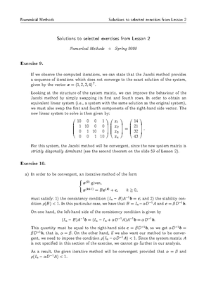 Solved exercises 2 - Numerical solution of linear systems - Métodos numéricos - Studocu