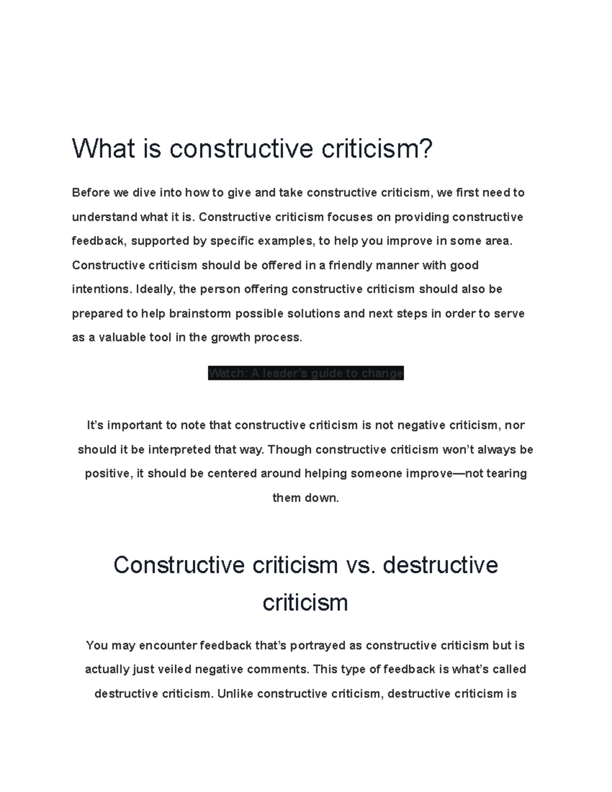 What is constructive criticism - What is constructive criticism? Before ...
