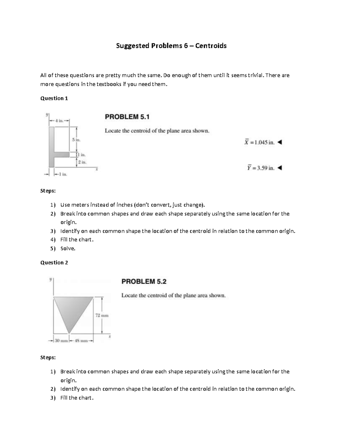 Suggested Problems 6 - Centroids - Suggested Problems 6 – Centroids All ...
