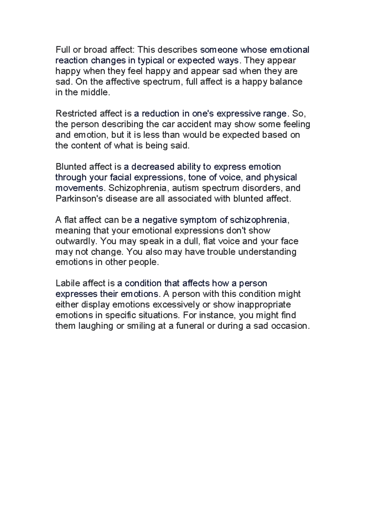 Chapter 6 Lecture Notes - Full or broad affect: This describes someone ...