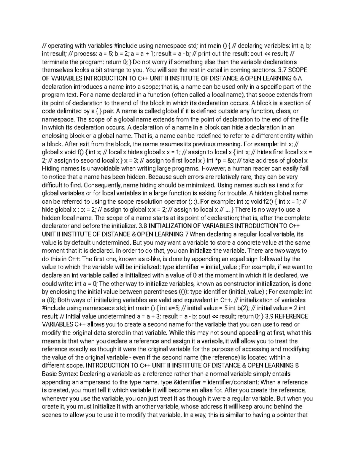 Programming Notes 7 Operating With Variables Include Using Namespace Std Int Main