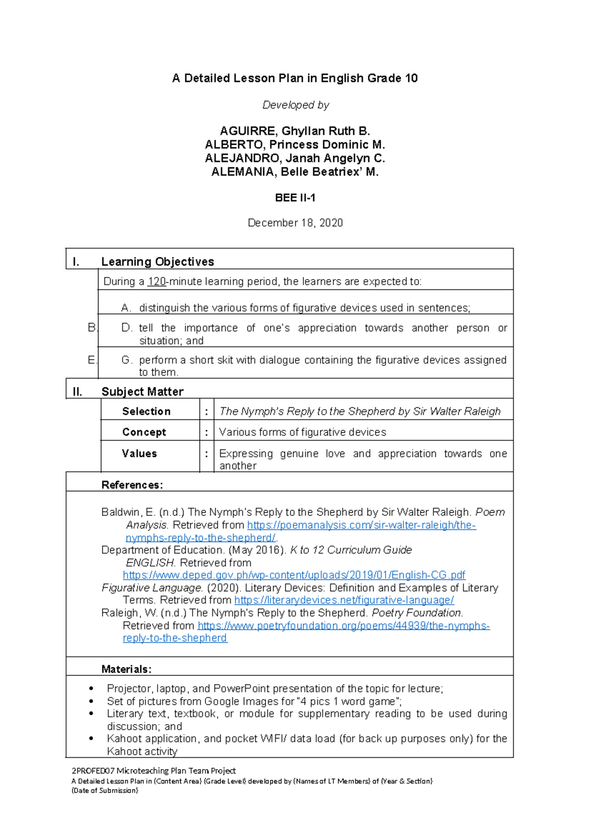 LT1 Detailed Lesson Plan - ALBERTO, Princess Dominic M. ALEJANDRO ...