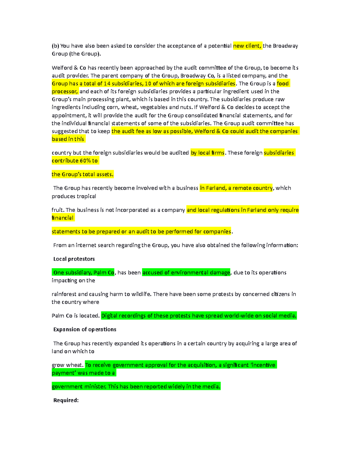 Banburry company for advance audit and assurance cbe exam. Banburry ...