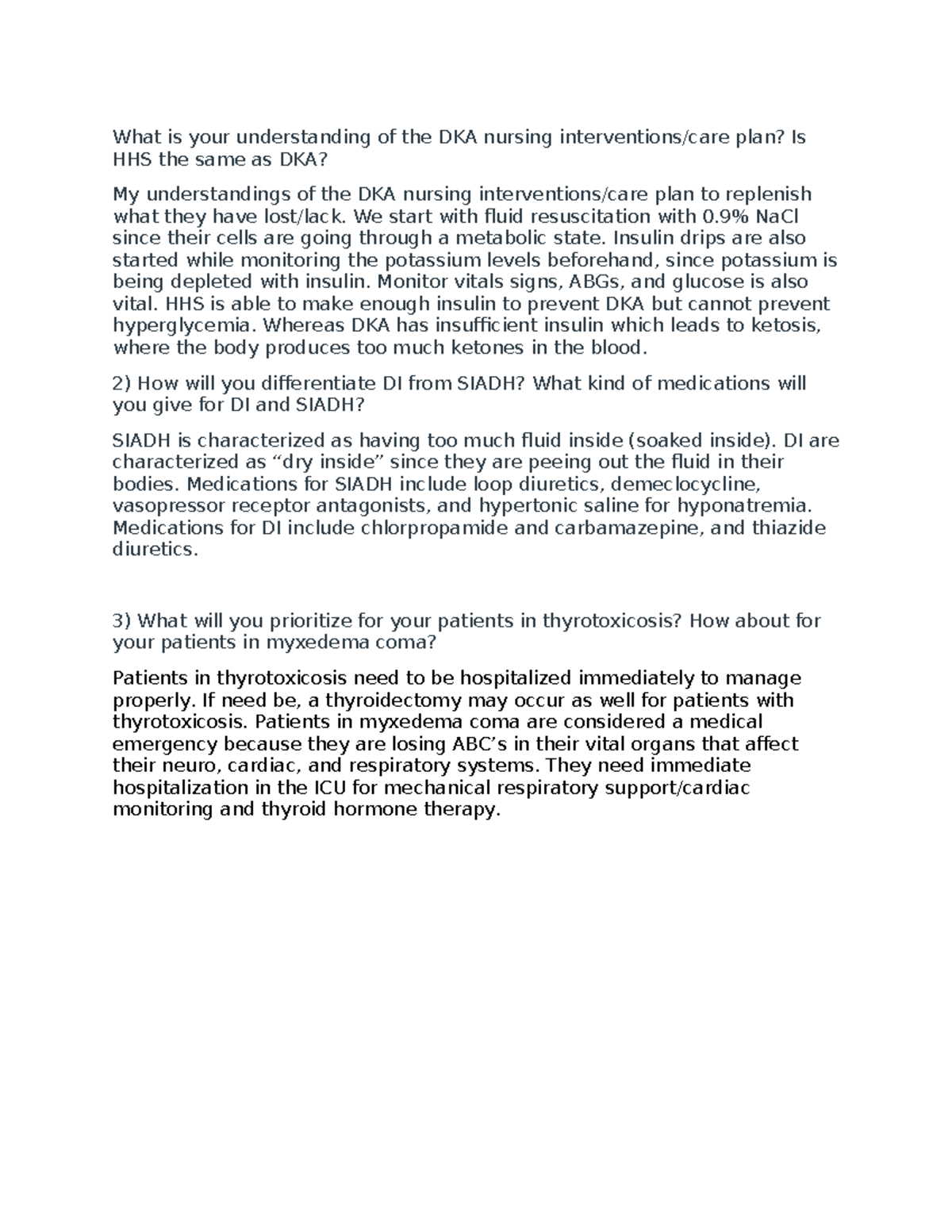 Attendance and ALE week 5 - What is your understanding of the DKA ...