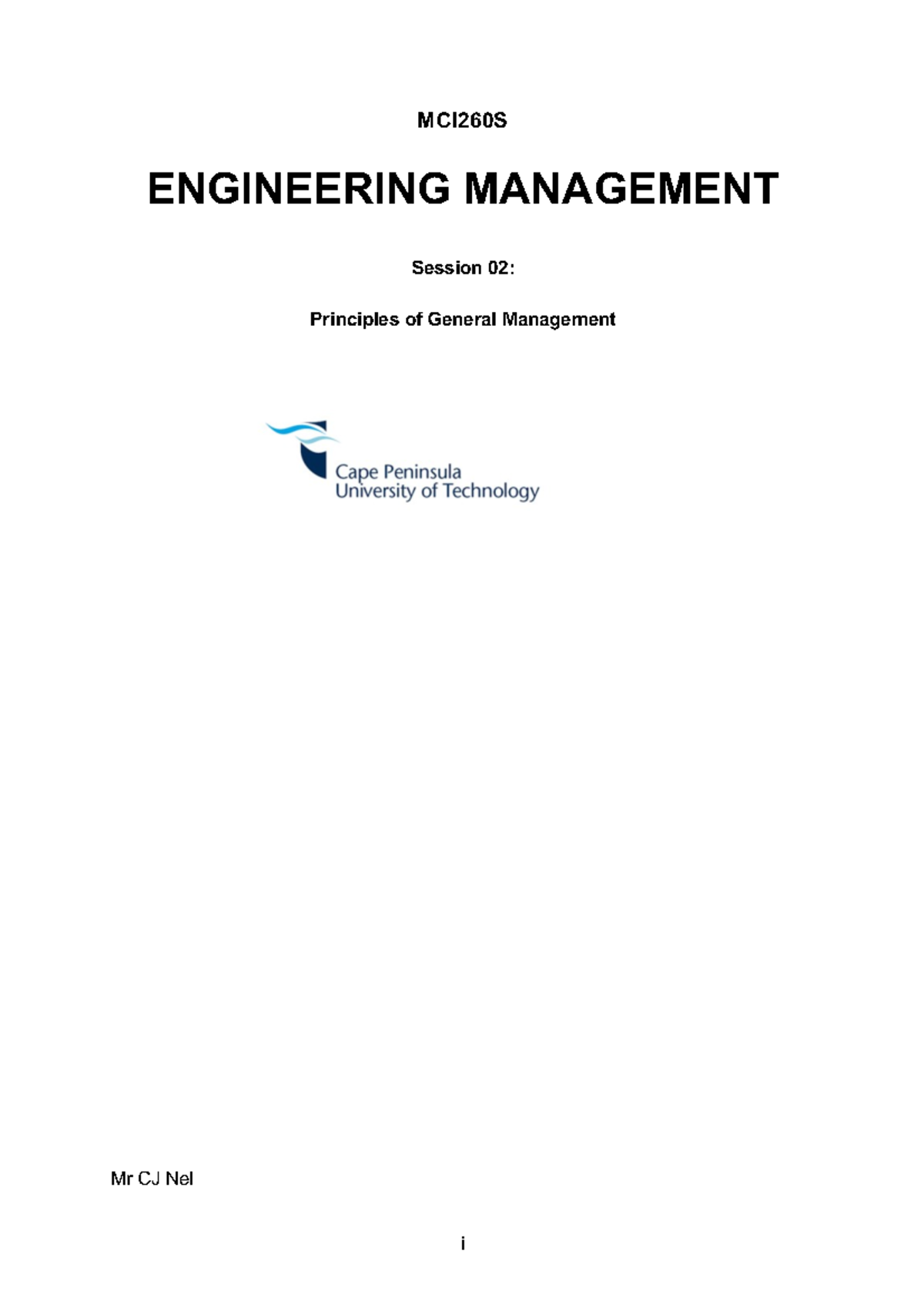 02 - Principles of General Management - i MCI260S ENGINEERING ...