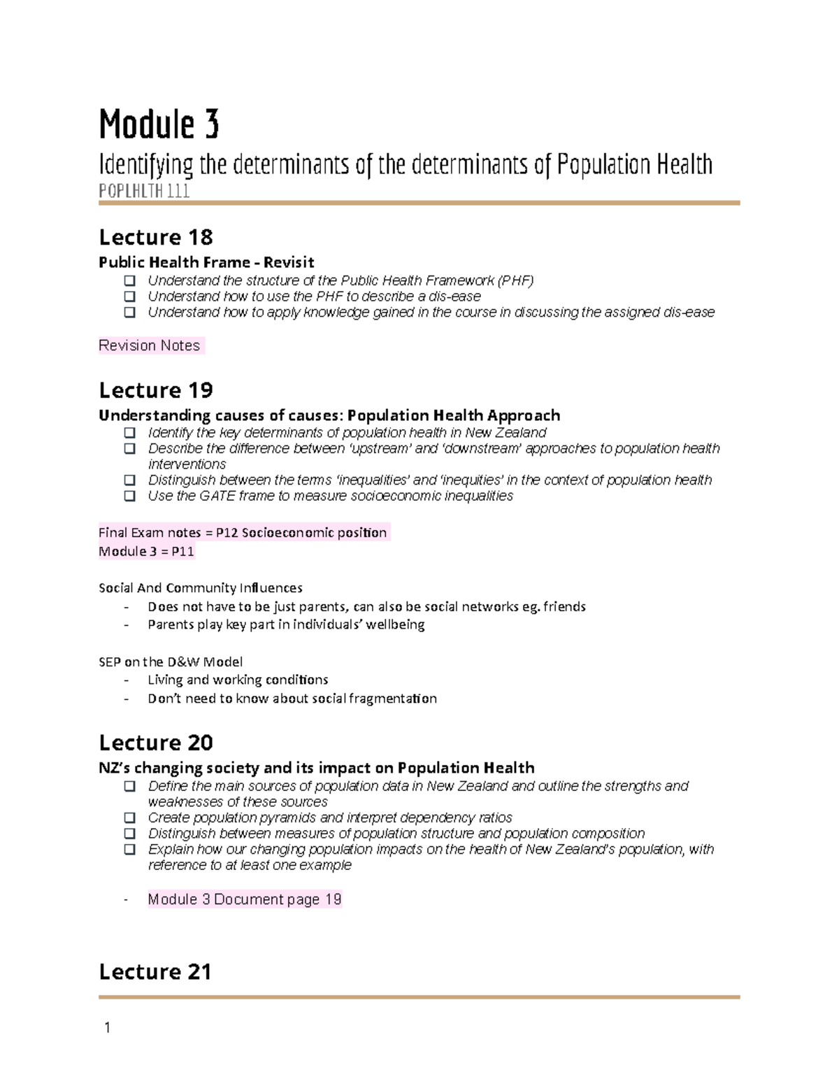 Module 3 Lecture Note-Taking - Module 3 Identifying the determinants of ...