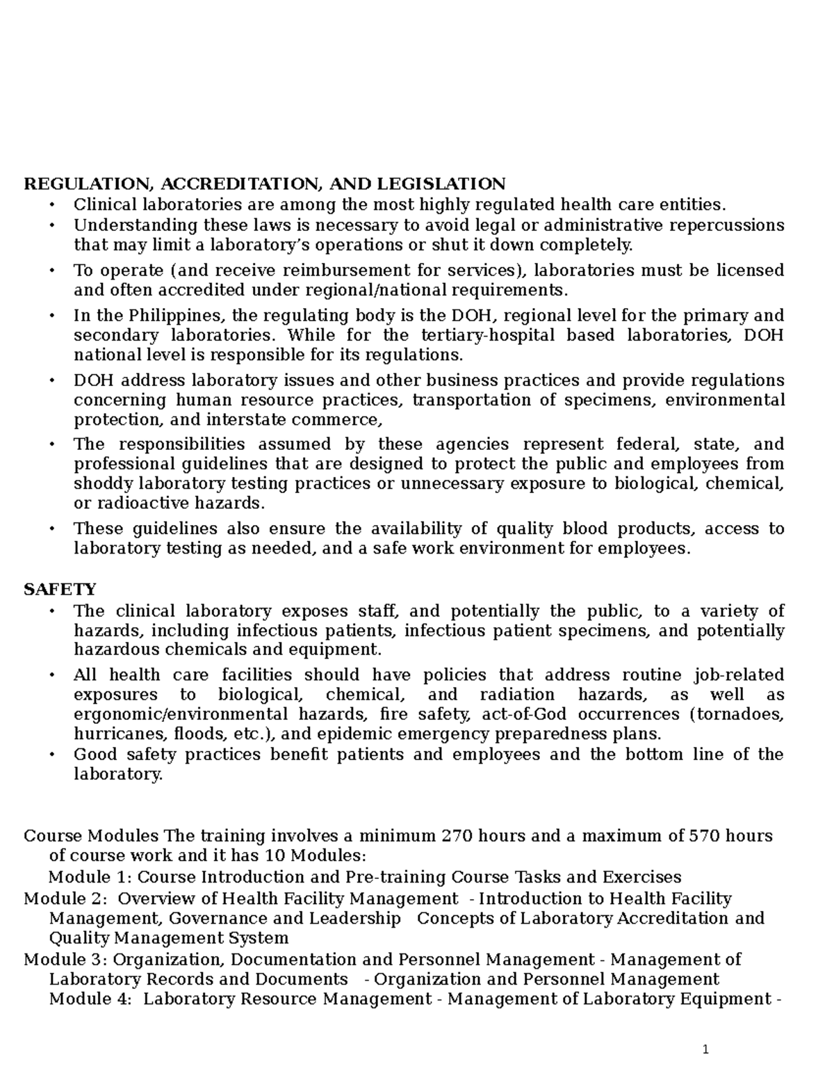 Safety - REGULATION, ACCREDITATION, AND LEGISLATION Clinical ...