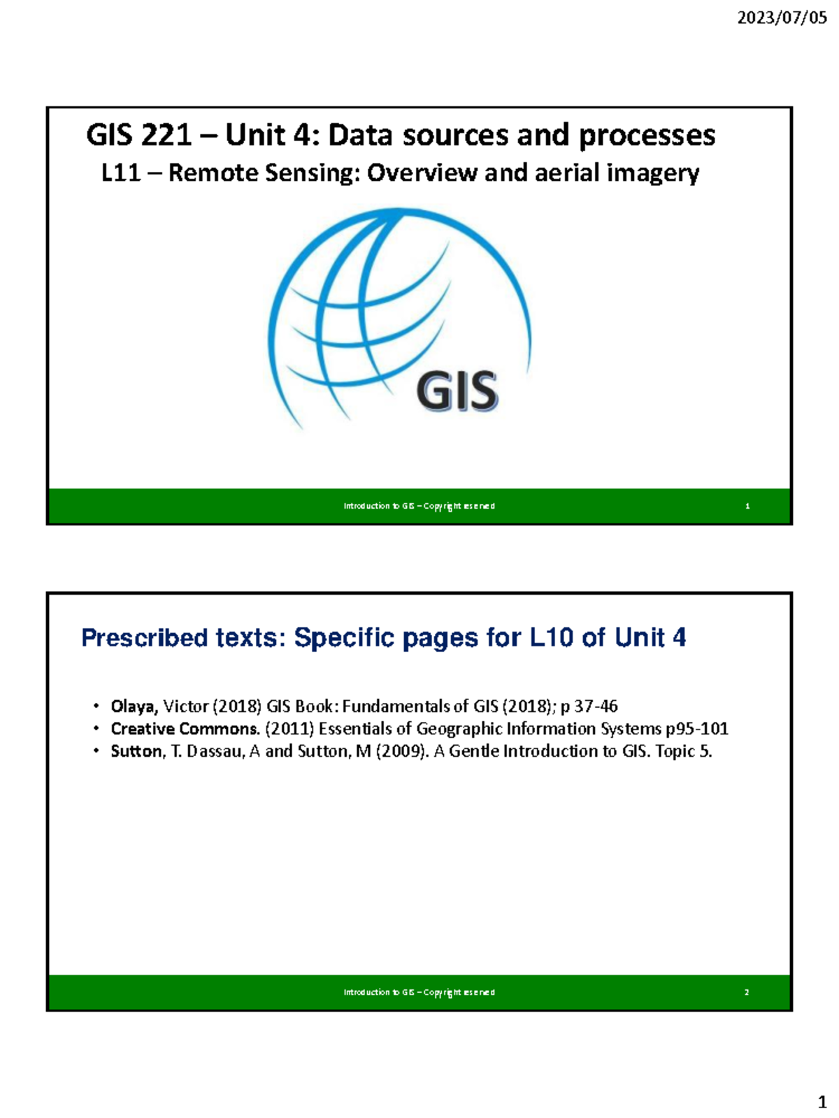 2023 L10 GIS221 Data Sources and processes 3 - GIS 221 – Unit 4: Data sources and processes L11 ...
