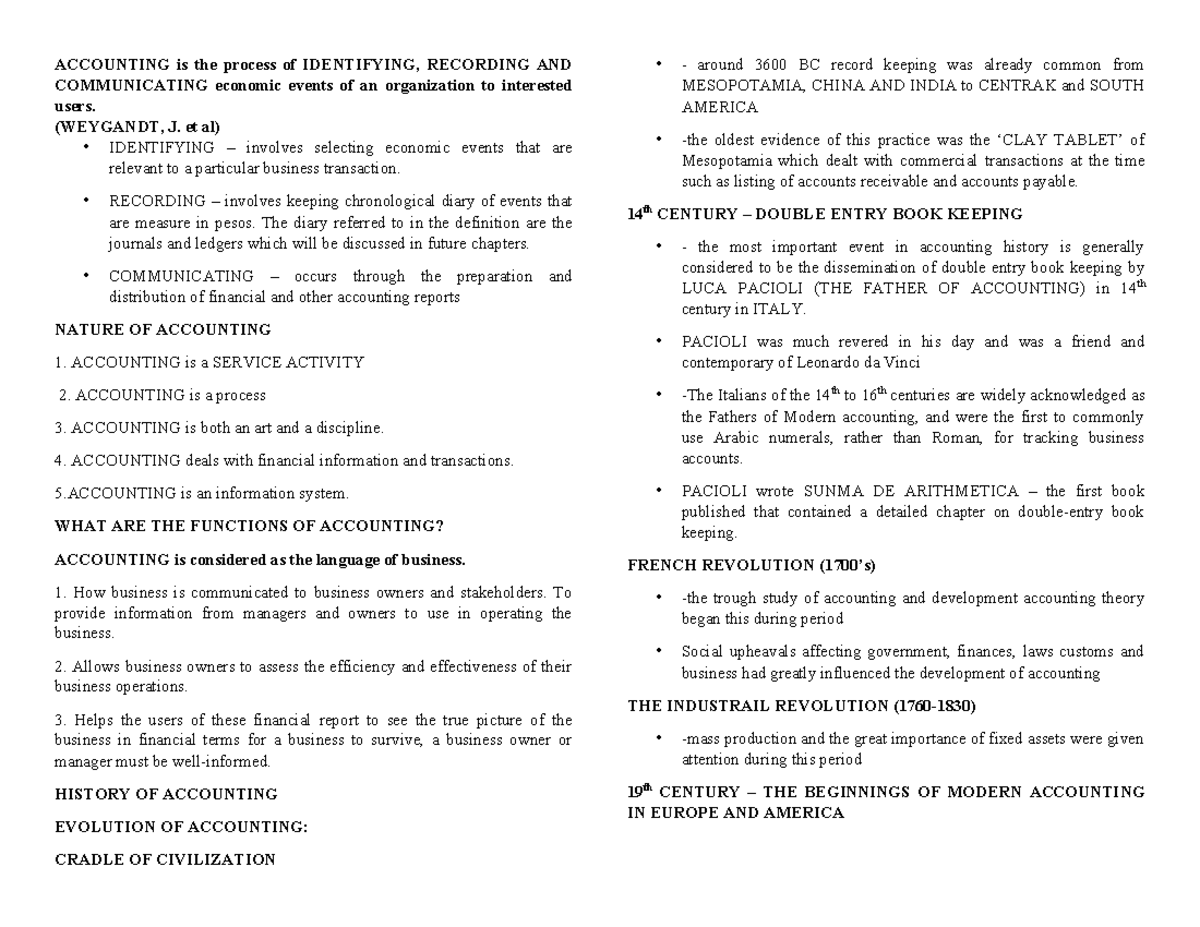 What is accounting - ACCOUNTING is the process of IDENTIFYING ...
