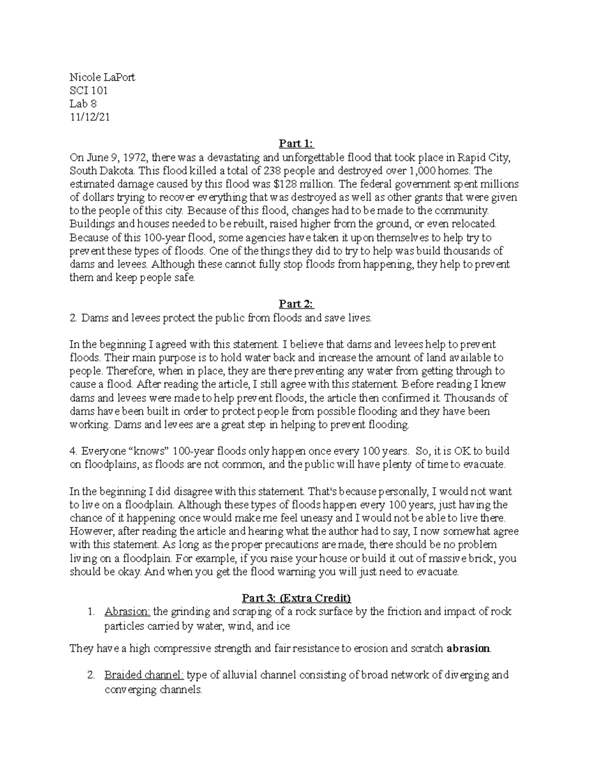SCI101- Lab 8 Answers - Nicole LaPort SCI 101 Lab 8 11/12/ Part 1: On ...
