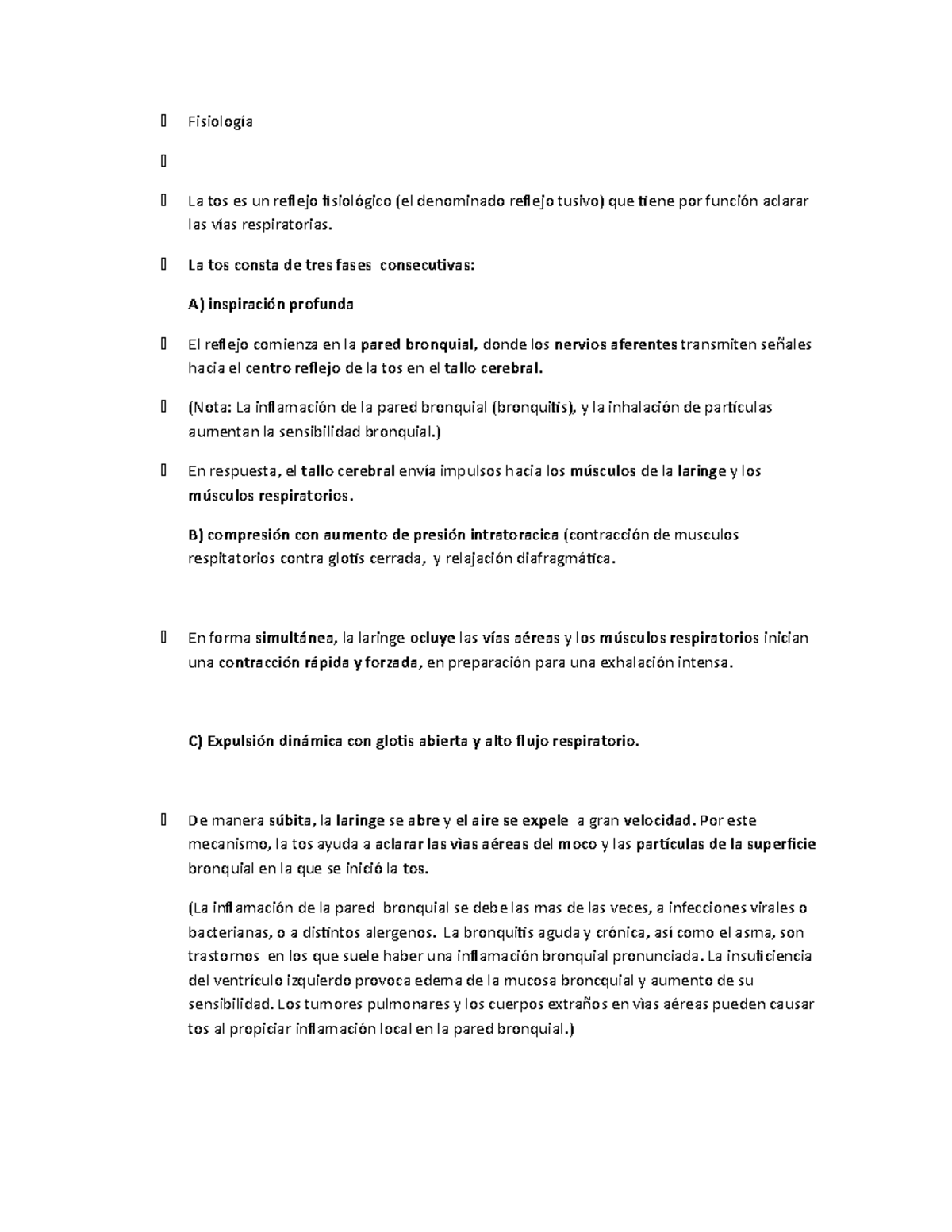 Fisiología de la tos - Fisiologí de la tos - La tos es un reflejo (el ...