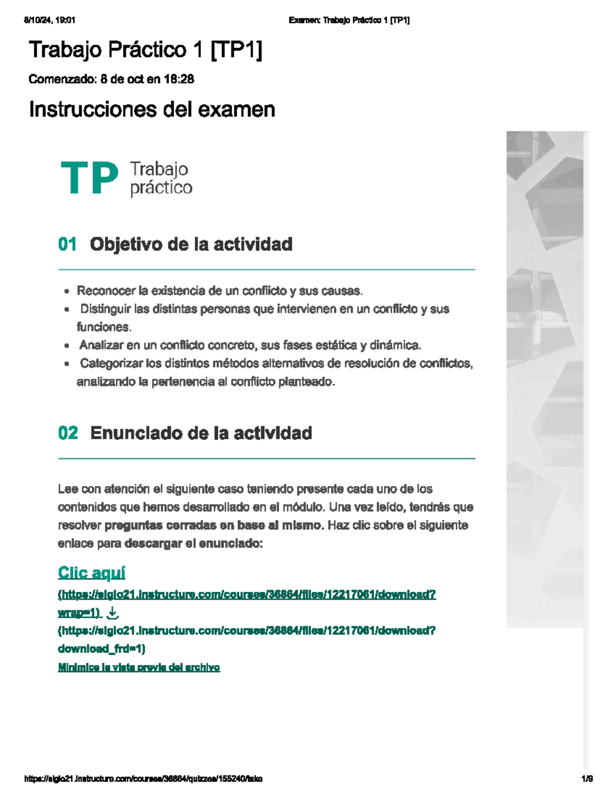 TP1 Mediacion Y Arbitrage Y Negociacion 95% - 19:01 Examen: Trabajo Práctico 1 Trabajo Práctico ...