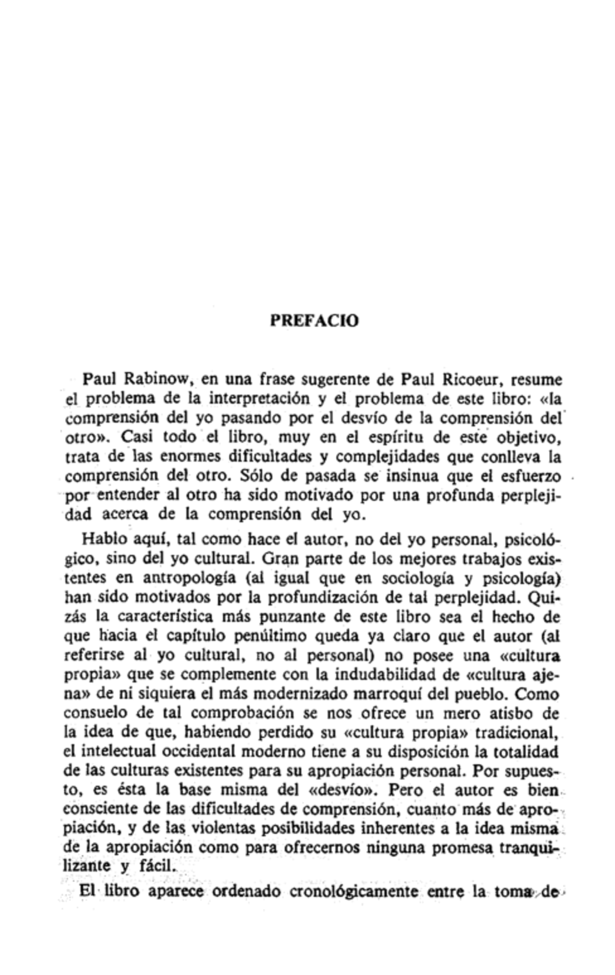 Resumen Rabinow 15 27 - EXTRACTOS DE LIBRO - PREFACIO Paul Rabinow, en ...