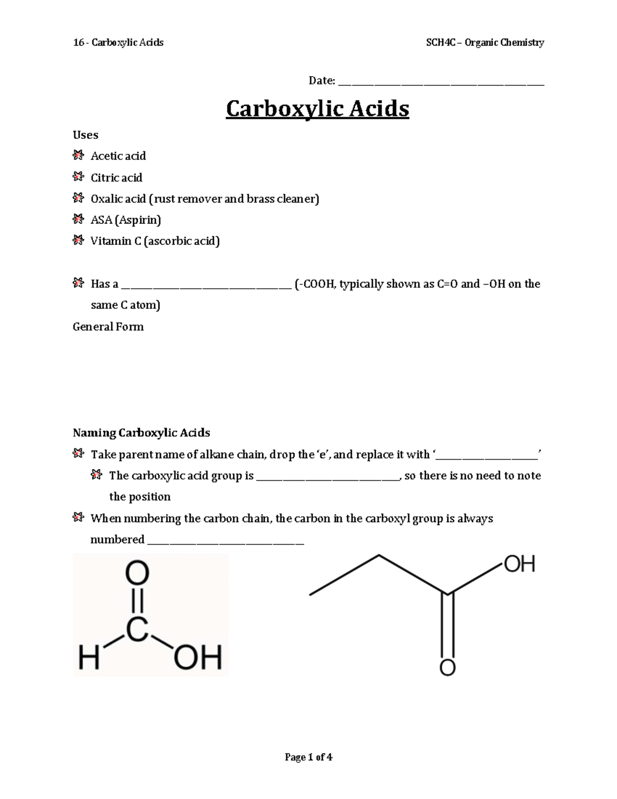 16 - Carboxylic Acids - Notes - Date ...