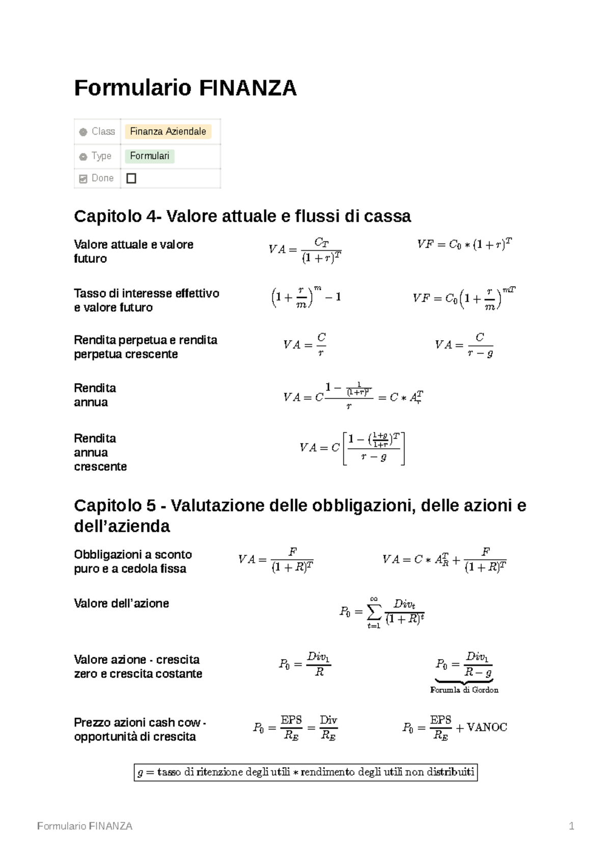 Formulario Finanza - Formulario FINANZA Class Finanza Aziendale Type ...