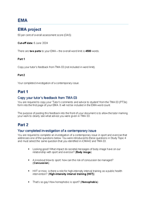 Question paper E314 TMA 01 - TMA 01 TMA 01 15 per cent of overall ...