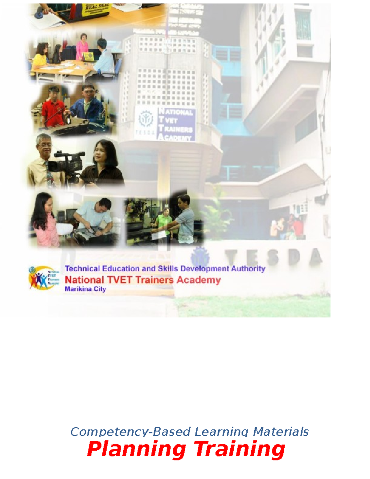 TM CBLM Plan Training Sessions - Trainers Methodology Level I ...