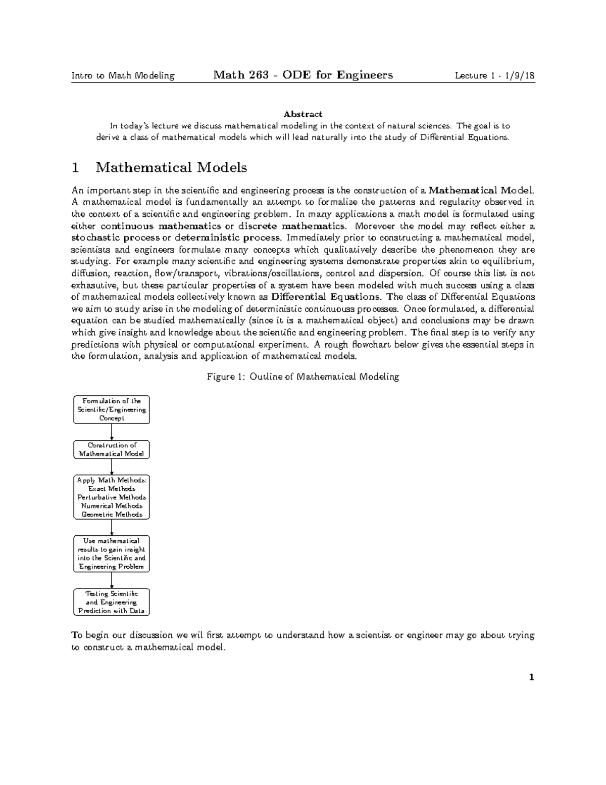 Math 263 - Lecture notes 1-20 - Intro to Math Modeling Math 263 - ODE ...