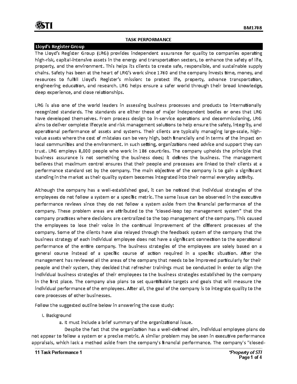 Task Performance Lloyd’s Register Group - TASK PERFORMANCE Lloyd’s ...